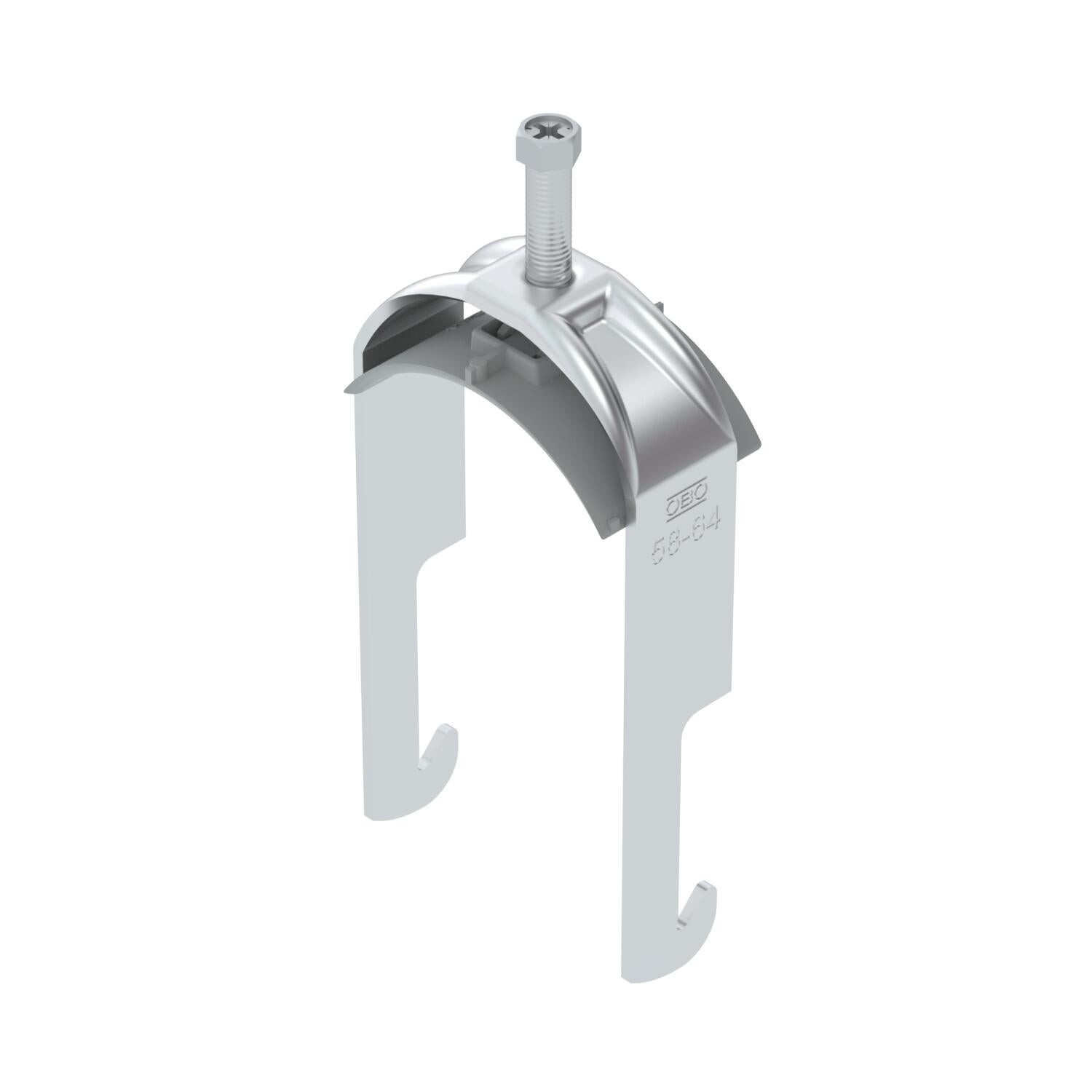 Clamp clip 2056 W-foot, 1-fold, plastic pressure sleeve, AI | OBO
