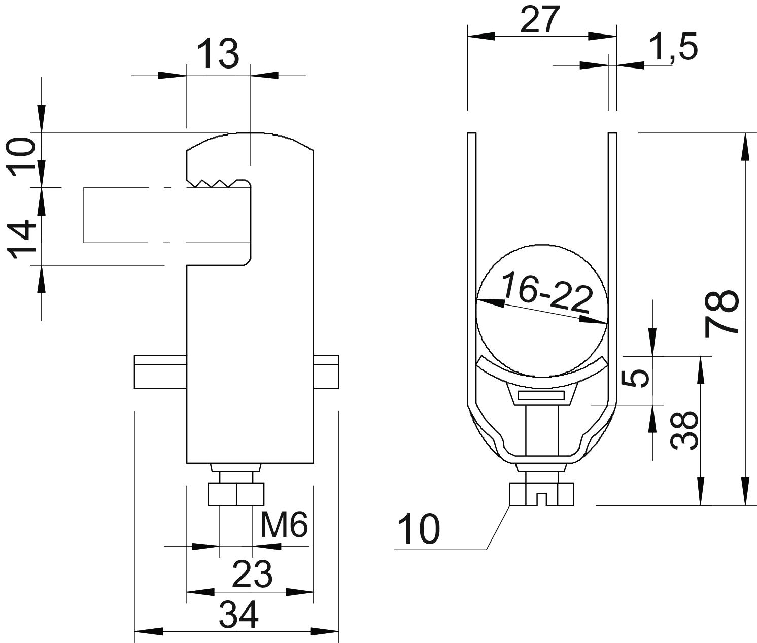 Clamp clip, double, plastic pressure trough | OBO